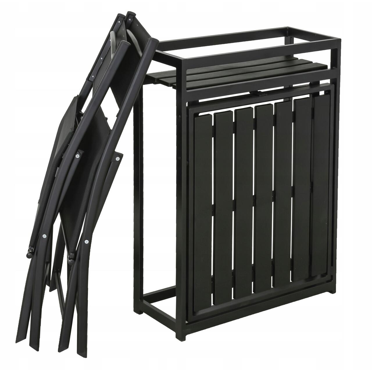 Set mobilier gradina/terasa/balcon, cadru din otel, negru, 1 masa cu ...