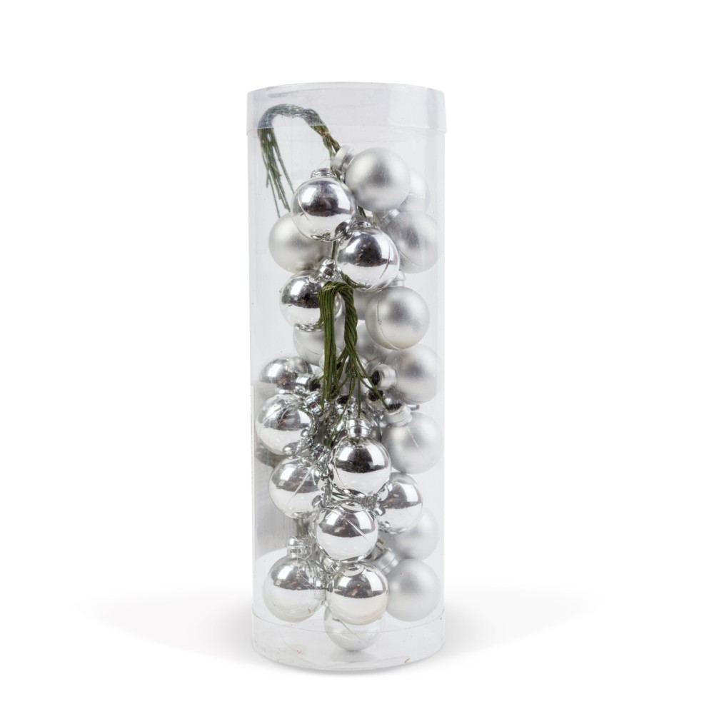 Set globuri argintii pentru bradul de Craciun - 3 tipuri - 2cm - 36 buc ...